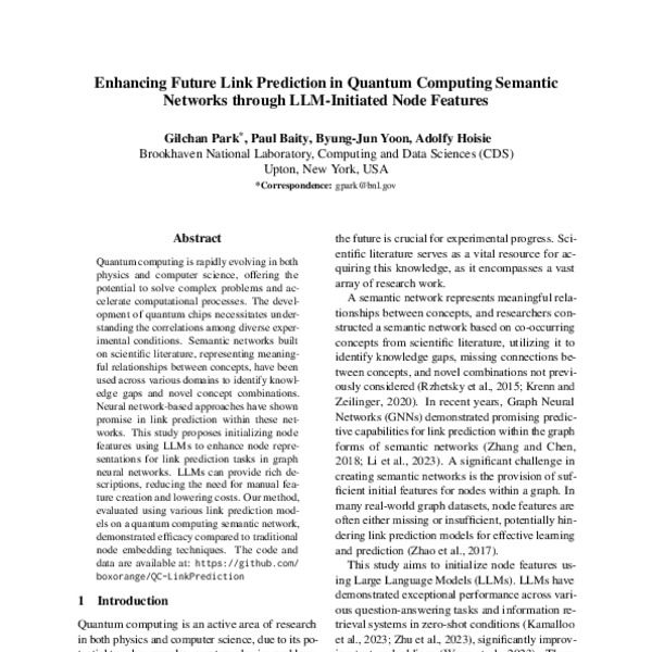 Enhancing Future Link Prediction in Quantum Computing Semantic Networks through LLM-Initiated ...