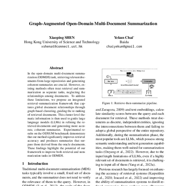 Graph-Augmented Open-Domain Multi-Document Summarization - ACL Anthology