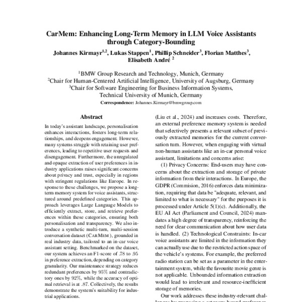 CarMem: Enhancing Long-Term Memory in LLM Voice Assistants through Category-Bounding - ACL Anthology