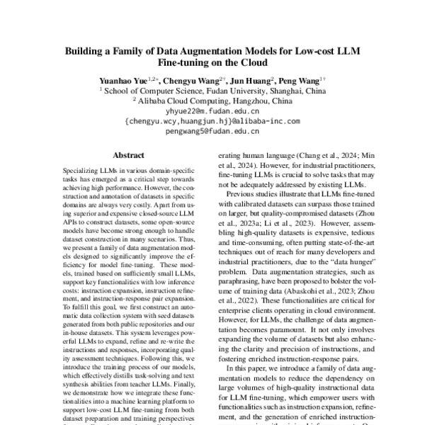 Building a Family of Data Augmentation Models for Low-cost LLM Fine ...