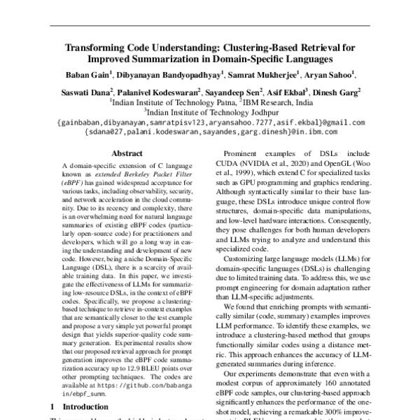 Transforming Code Understanding: Clustering-Based Retrieval for Improved Summarization in Domain ...