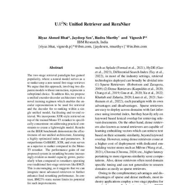 UR2N: Unified Retriever and ReraNker - ACL Anthology