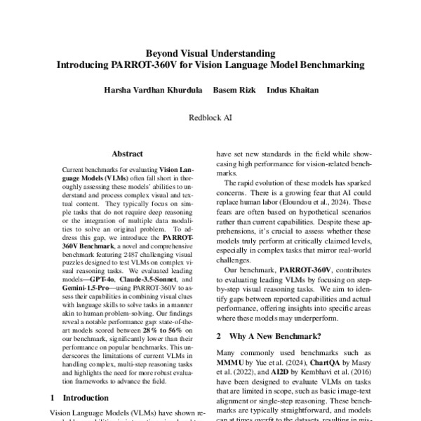 Beyond Visual Understanding Introducing PARROT-360V for Vision Language Model Benchmarking - ACL ...