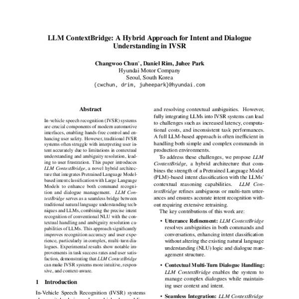 LLM ContextBridge: A Hybrid Approach for Intent and Dialogue Understanding in IVSR - ACL Anthology