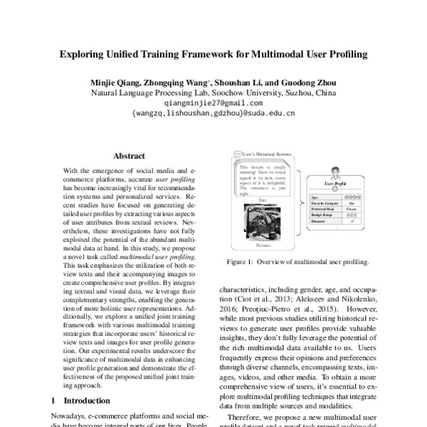 Exploring Unified Training Framework for Multimodal User Profiling - ACL Anthology