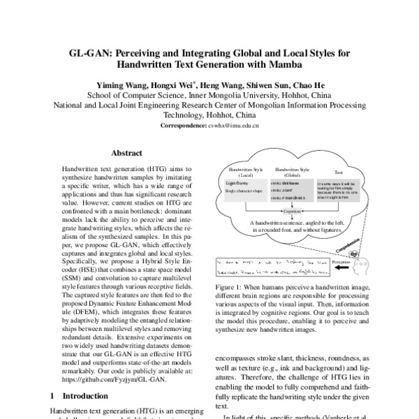 GL-GAN: Perceiving and Integrating Global and Local Styles for ...
