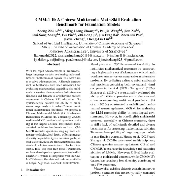 CMMaTH: A Chinese Multi-modal Math Skill Evaluation Benchmark for ...