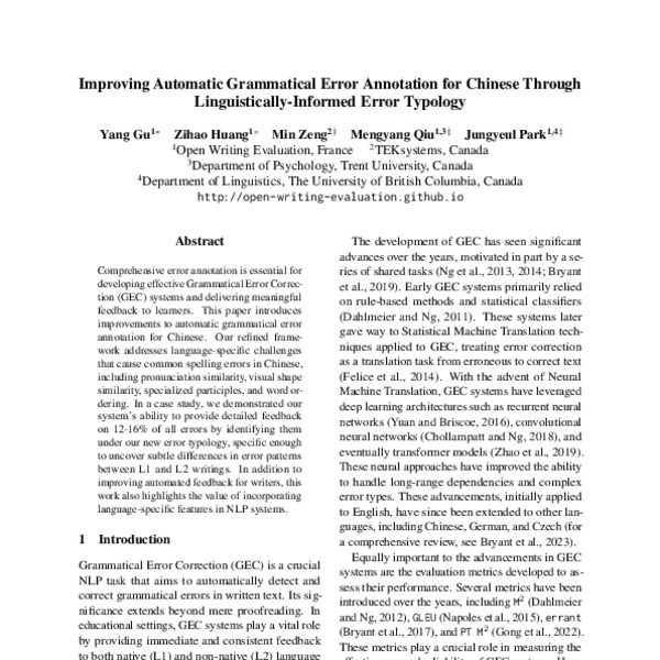 Improving Automatic Grammatical Error Annotation for Chinese Through Linguistically-Informed ...