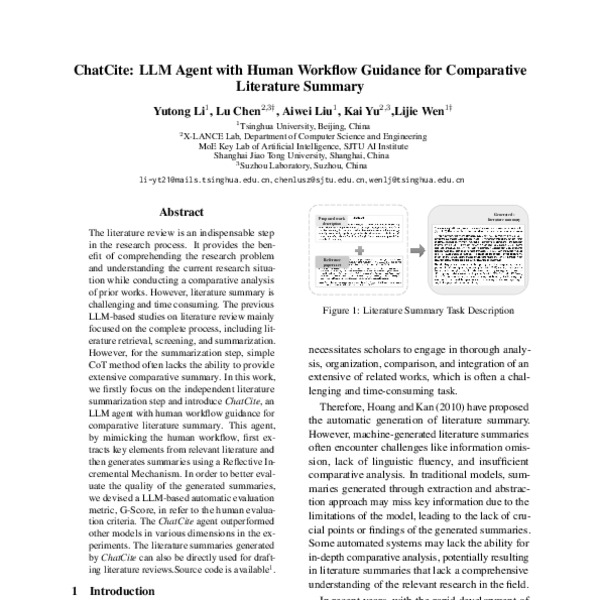 ChatCite: LLM Agent with Human Workflow Guidance for Comparative Literature Summary - ACL Anthology