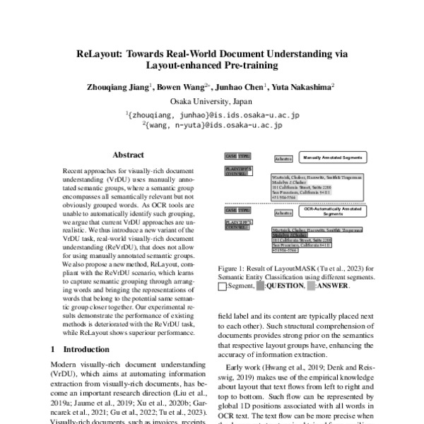 ReLayout: Towards Real-World Document Understanding via Layout-enhanced ...
