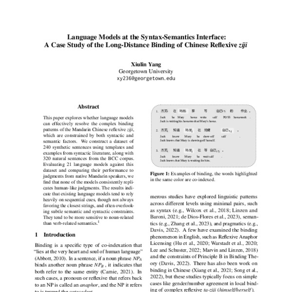 Language Models at the Syntax-Semantics Interface: A Case Study of the Long-Distance Binding of ...