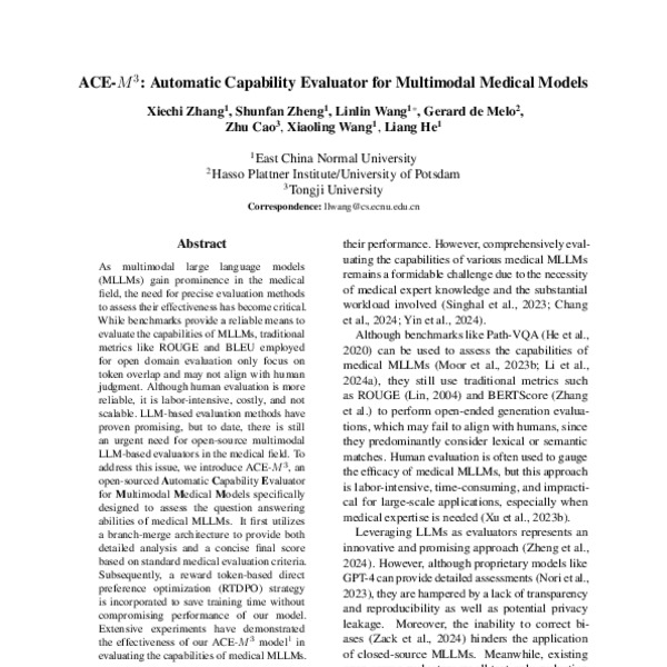 ACE-M3: Automatic Capability Evaluator for Multimodal Medical Models ...