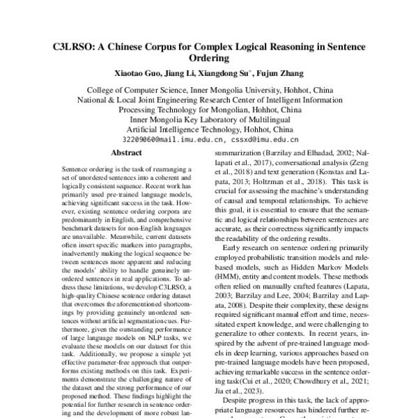 C3LRSO: A Chinese Corpus for Complex Logical Reasoning in Sentence ...