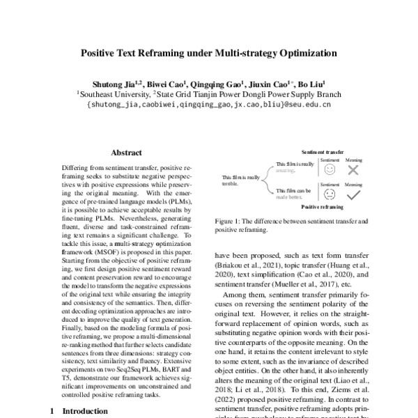 Positive Text Reframing under Multi-strategy Optimization - ACL Anthology