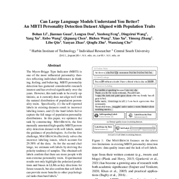 Can Large Language Models Understand You Better? An MBTI Personality Detection Dataset Aligned ...