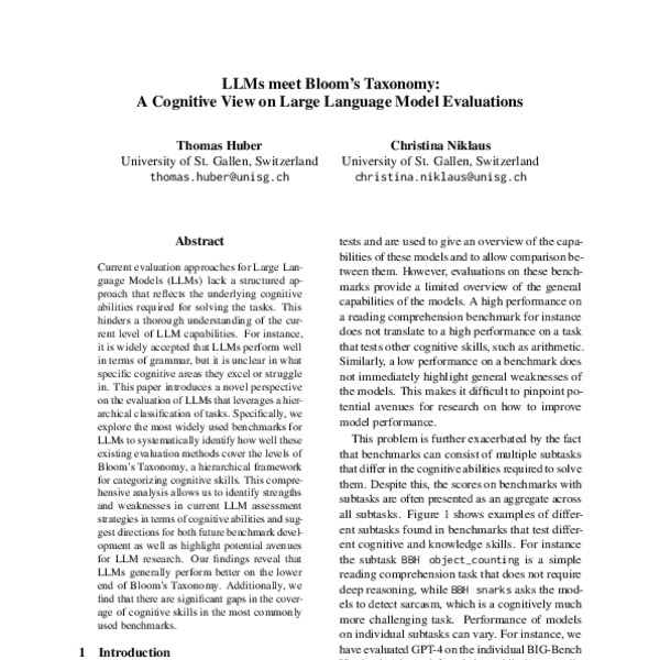 LLMs meet Bloom’s Taxonomy: A Cognitive View on Large Language Model ...