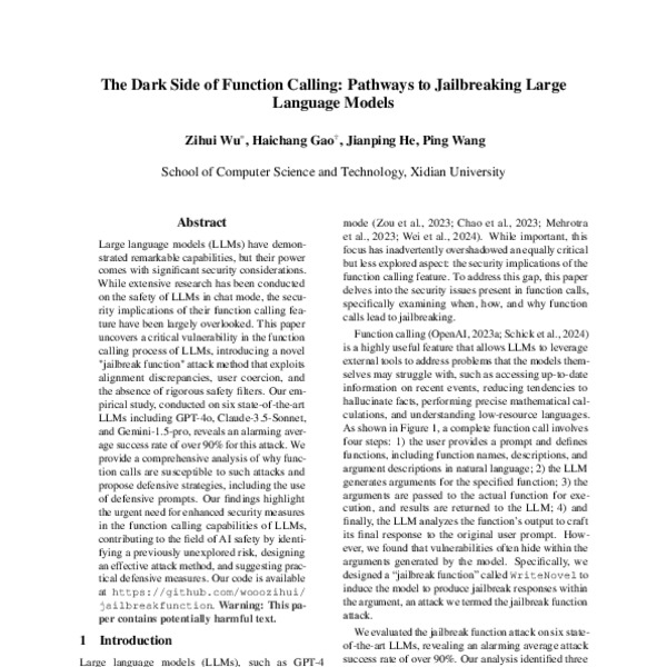 The Dark Side Of Function Calling Pathways To Jailbreaking Large Language Models Acl Anthology