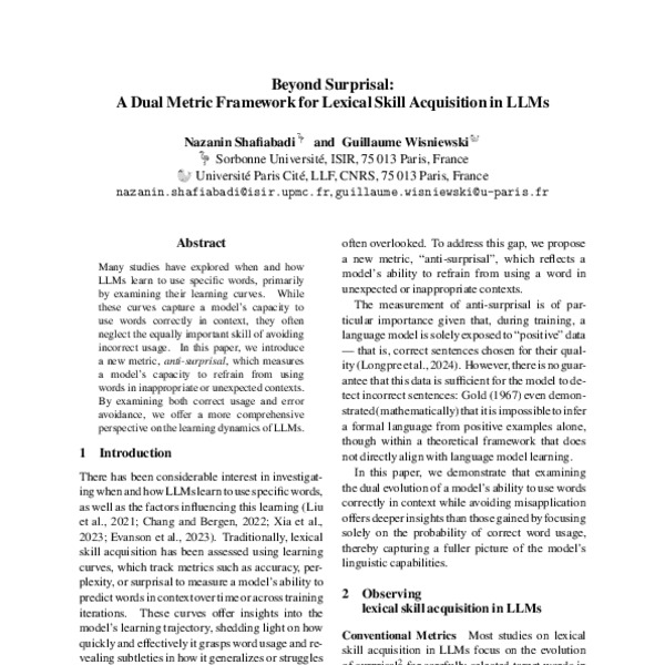 Beyond Surprisal: A Dual Metric Framework for Lexical Skill Acquisition ...
