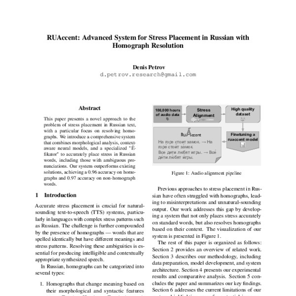 RUAccent: Advanced System for Stress Placement in Russian with ...