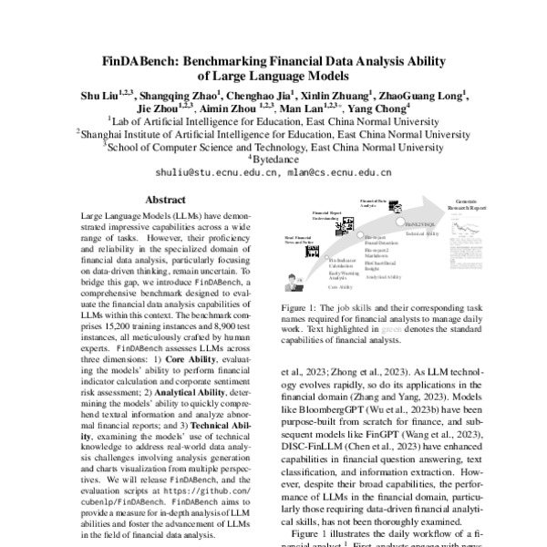 FinDABench: Benchmarking Financial Data Analysis Ability of Large ...