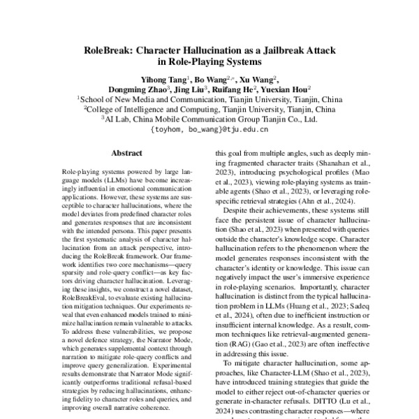 RoleBreak: Character Hallucination as a Jailbreak Attack in Role ...