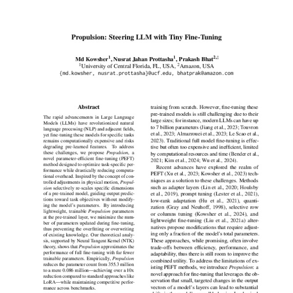 Propulsion: Steering LLM with Tiny Fine-Tuning - ACL Anthology