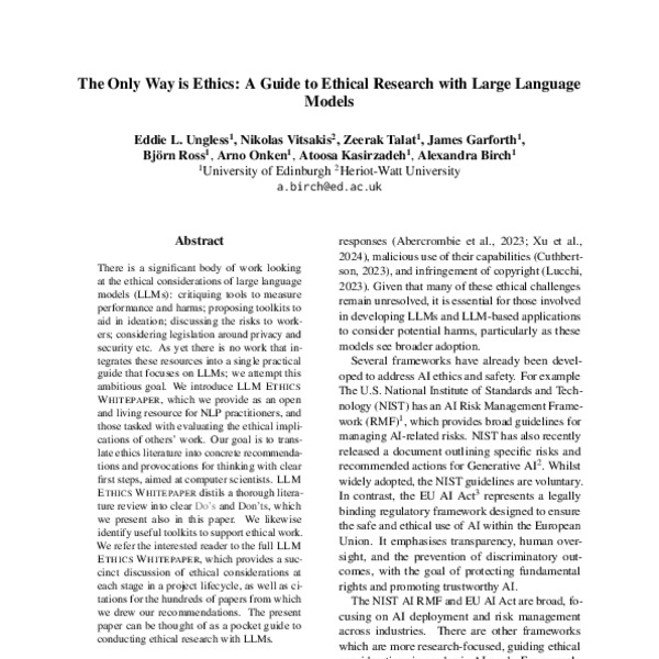 The Only Way is Ethics: A Guide to Ethical Research with Large Language Models - ACL Anthology
