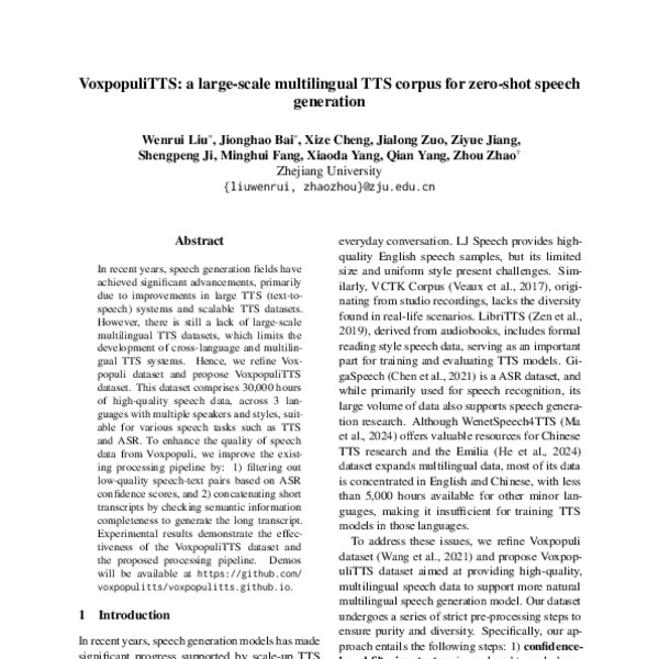 VoxpopuliTTS: a large-scale multilingual TTS corpus for zero-shot ...