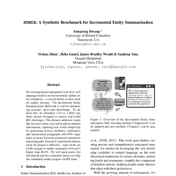 SUMIE: A Synthetic Benchmark for Incremental Entity Summarization - ACL Anthology