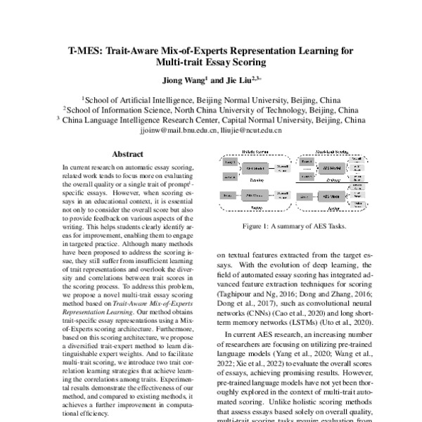 T-MES: Trait-Aware Mix-of-Experts Representation Learning for Multi-trait Essay Scoring - ACL ...