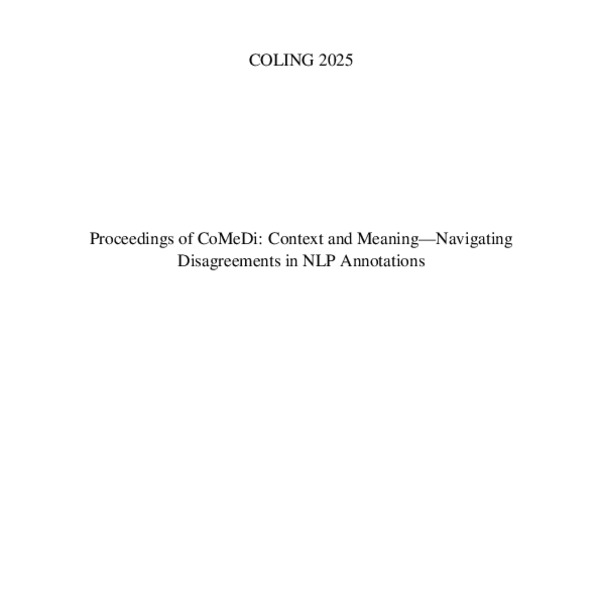 Proceedings of Context and Meaning: Navigating Disagreements in NLP ...