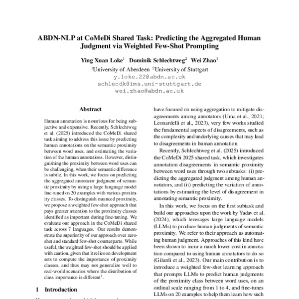 ABDN-NLP at CoMeDi Shared Task: Predicting the Aggregated Human ...