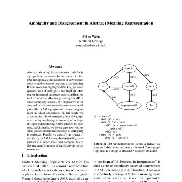 Ambiguity and Disagreement in Abstract Meaning Representation - ACL Anthology