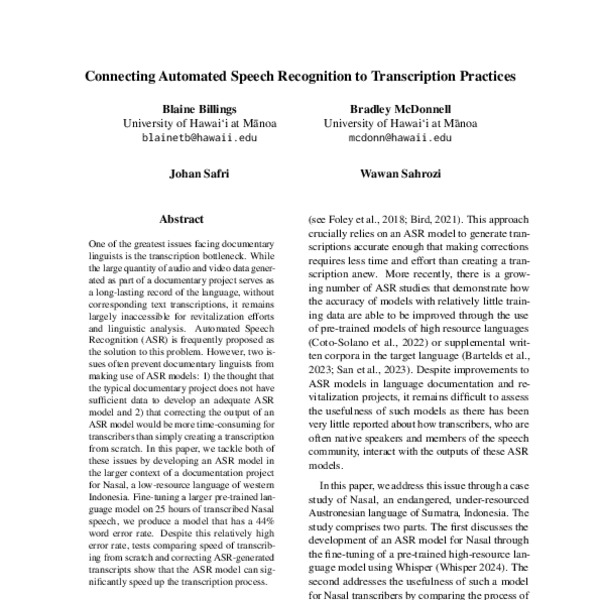 Connecting Automated Speech Recognition to Transcription Practices ...