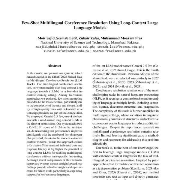 Few-Shot Multilingual Coreference Resolution Using Long-Context Large ...