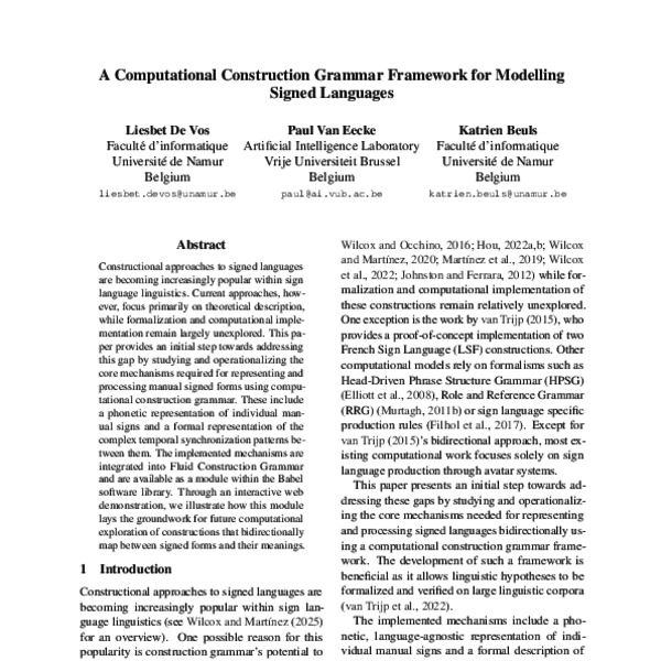 A Computational Construction Grammar Framework for Modelling Signed Languages - ACL Anthology