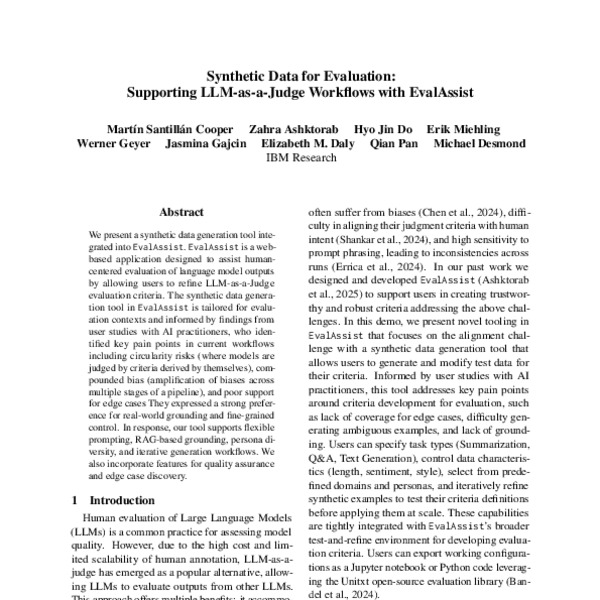 Synthetic Data for Evaluation: Supporting LLM-as-a-Judge Workflows with EvalAssist - ACL Anthology