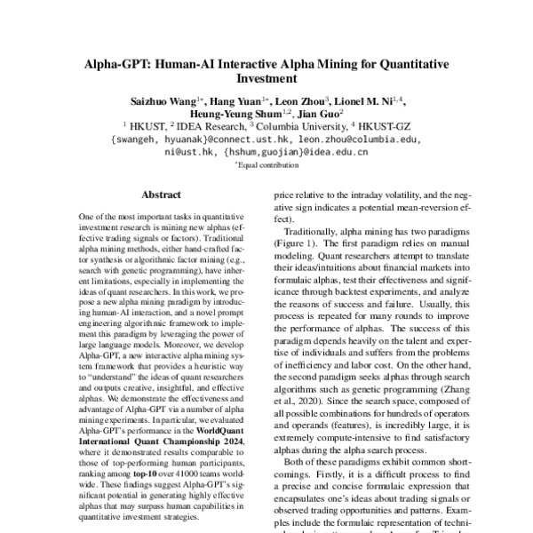 Alpha-GPT: Human-AI Interactive Alpha Mining for Quantitative Investment - ACL Anthology