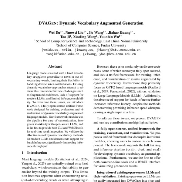 DVAGen: Dynamic Vocabulary Augmented Generation - ACL Anthology