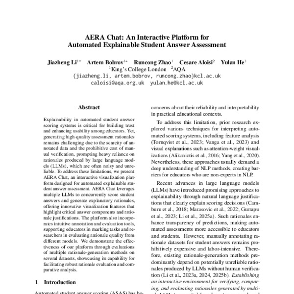 AERA Chat: An Interactive Platform for Automated Explainable Student ...