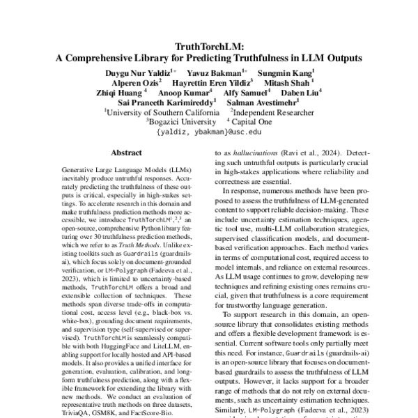 TruthTorchLM: A Comprehensive Library for Predicting Truthfulness in ...