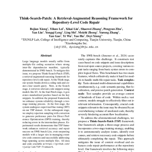 Think-Search-Patch: A Retrieval-Augmented Reasoning Framework for ...