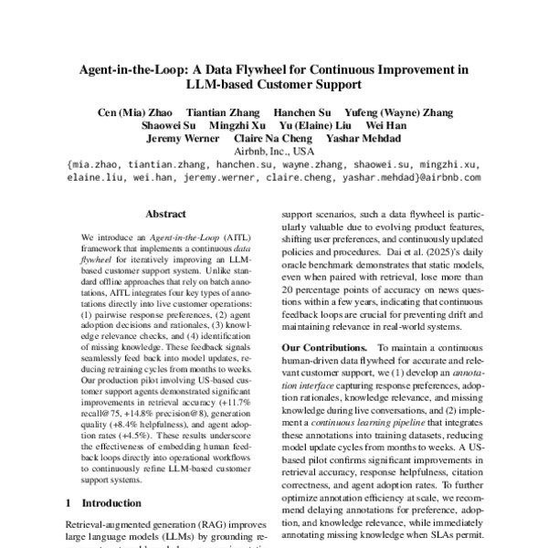 Agent-in-the-Loop: A Data Flywheel for Continuous Improvement in LLM ...