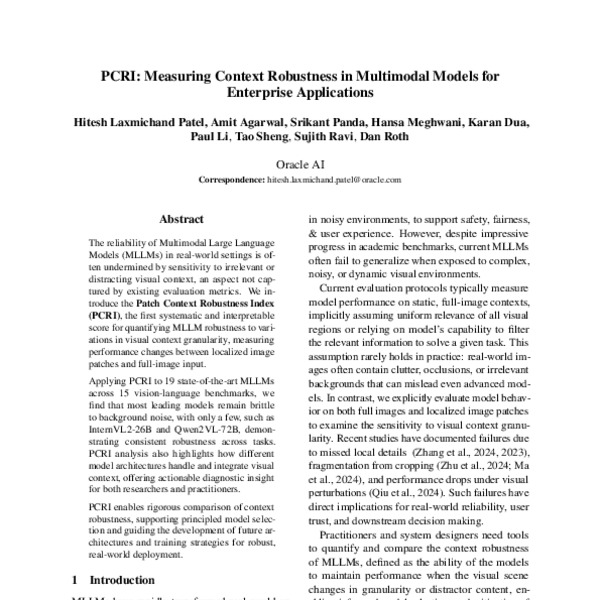 PCRI: Measuring Context Robustness in Multimodal Models for Enterprise ...