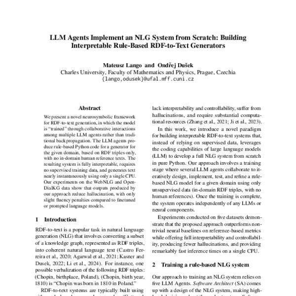 LLM Agents Implement an NLG System from Scratch: Building Interpretable Rule-Based RDF-to-Text ...