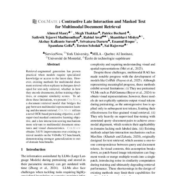 ColMate: Contrastive Late Interaction and Masked Text for Multimodal ...