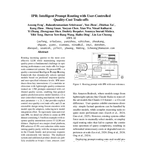 IPR: Intelligent Prompt Routing with User-Controlled Quality-Cost Trade ...