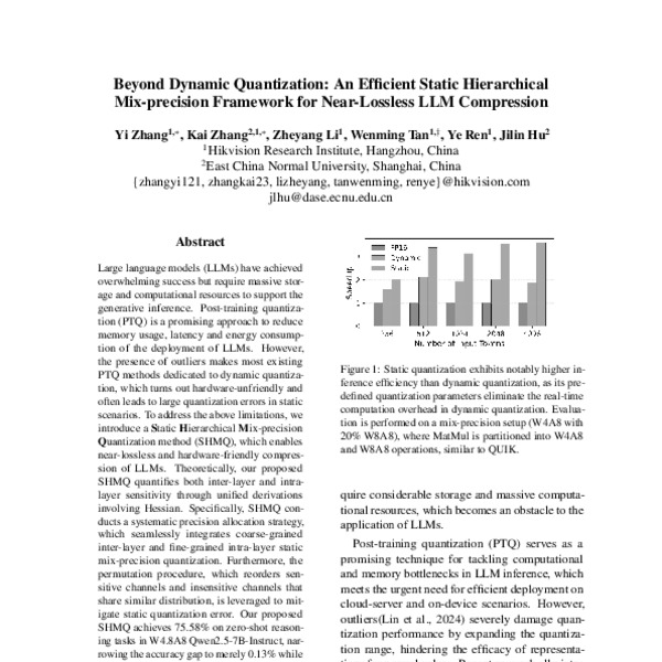 Beyond Dynamic Quantization: An Efficient Static Hierarchical Mix-precision Framework for Near ...