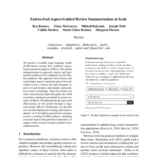 End-to-End Aspect-Guided Review Summarization at Scale - ACL Anthology