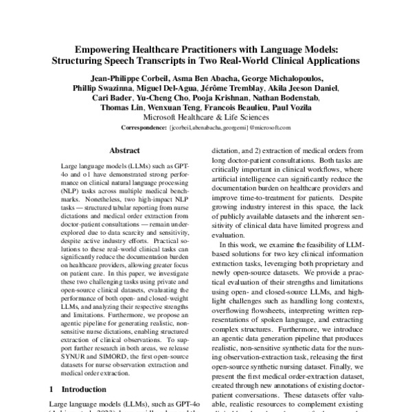 Empowering Healthcare Practitioners with Language Models: Structuring ...